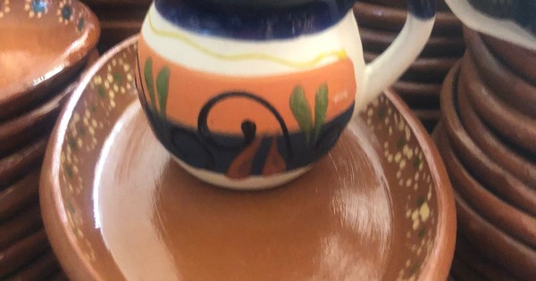 Engobe clay cup for sale wholesale | Mexican clay cups